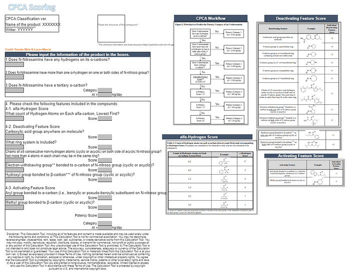 CPCA Calculation Tool (excel-based) -Updated - Limits of Nitrosamines ...
